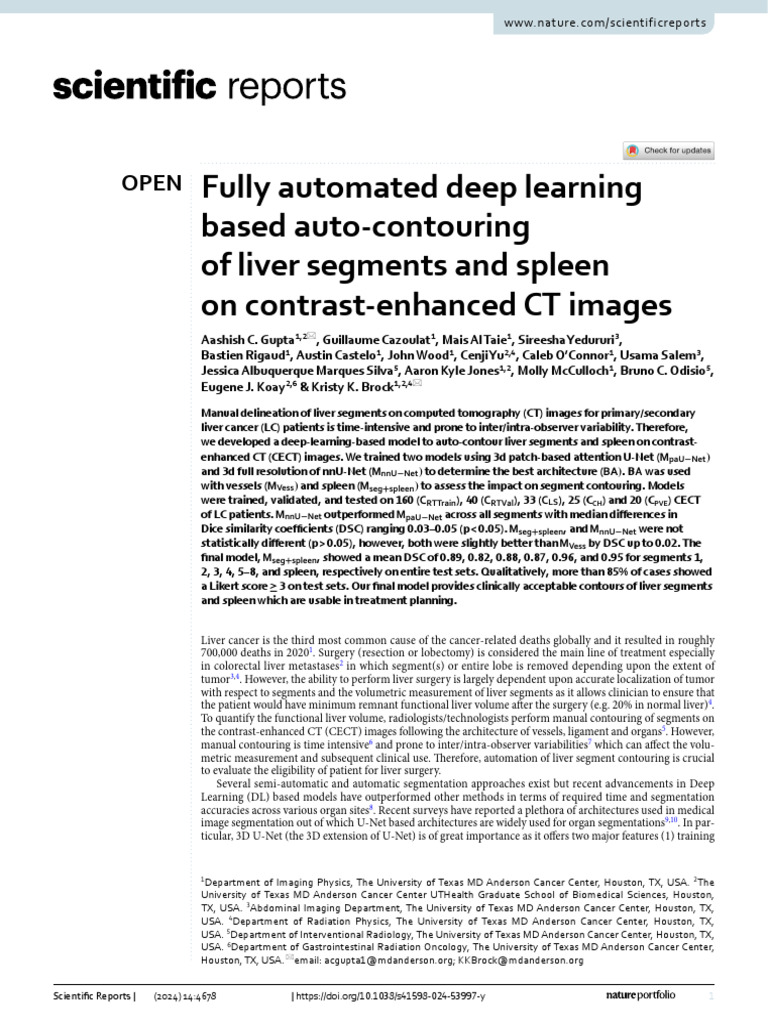 Fully Automated Deep Learning Based Auto Contouring Of Liver Segments