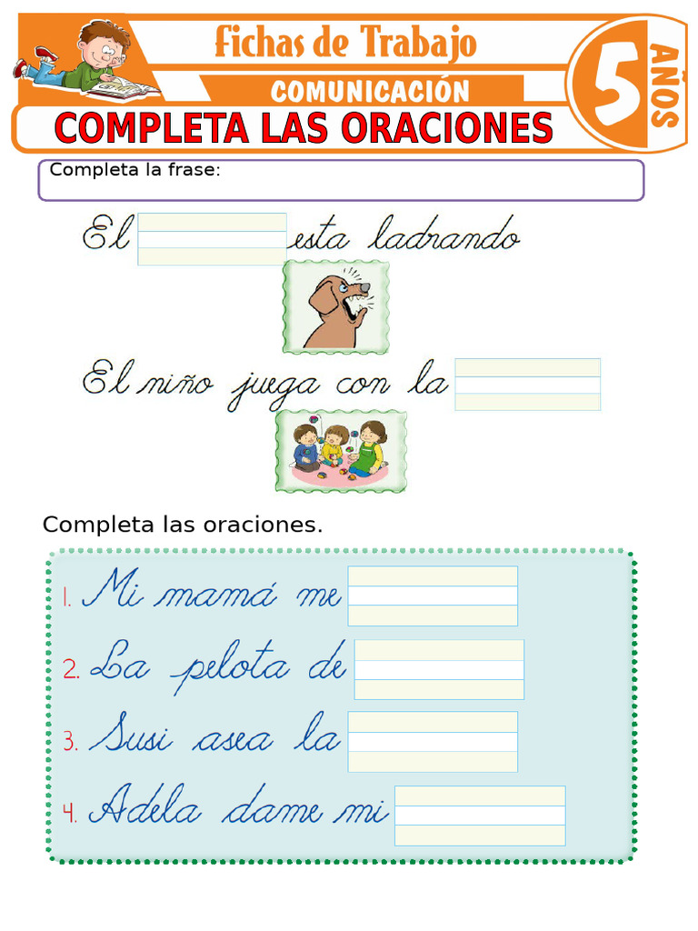 Ejercicios de oraciones para niños | PDF