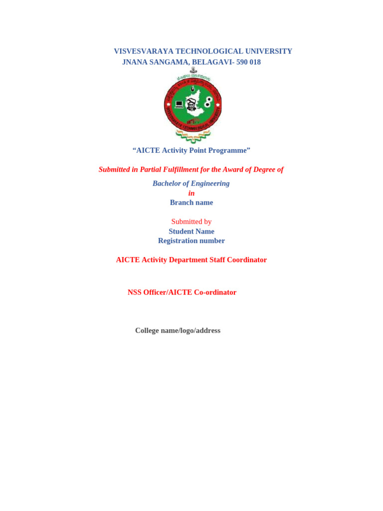 AICTE Activity Points - Report Format (2) | PDF AICTE Activity Points - Report Format (2) | PDF
