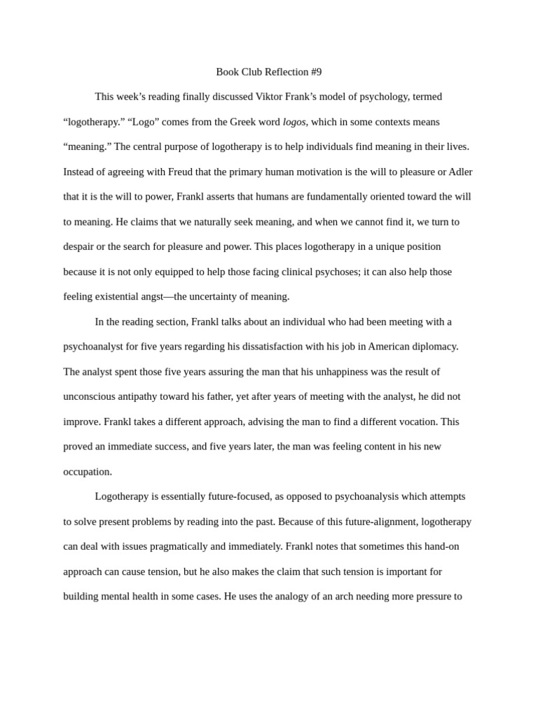 Book Club Reflection #9 | PDF