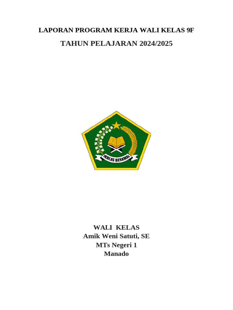 Program Wali Kelas 9F 2024-2025 | PDF