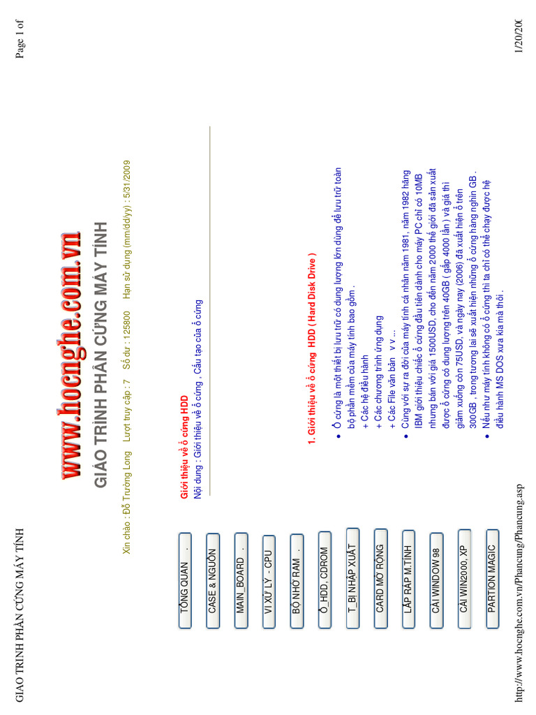 Gioi Thieu Ve o Cung HDD | PDF