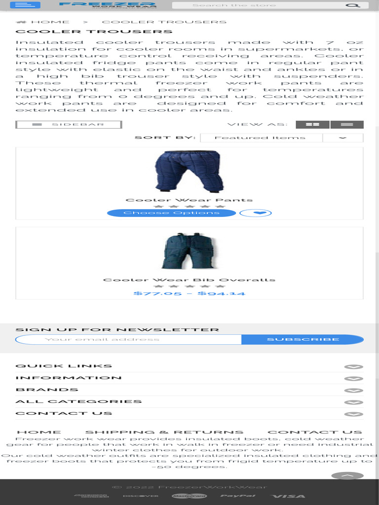 Insulated Cooler Trousers for Work | PDF