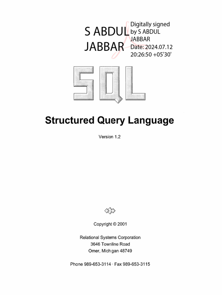 SQL Manual | PDF