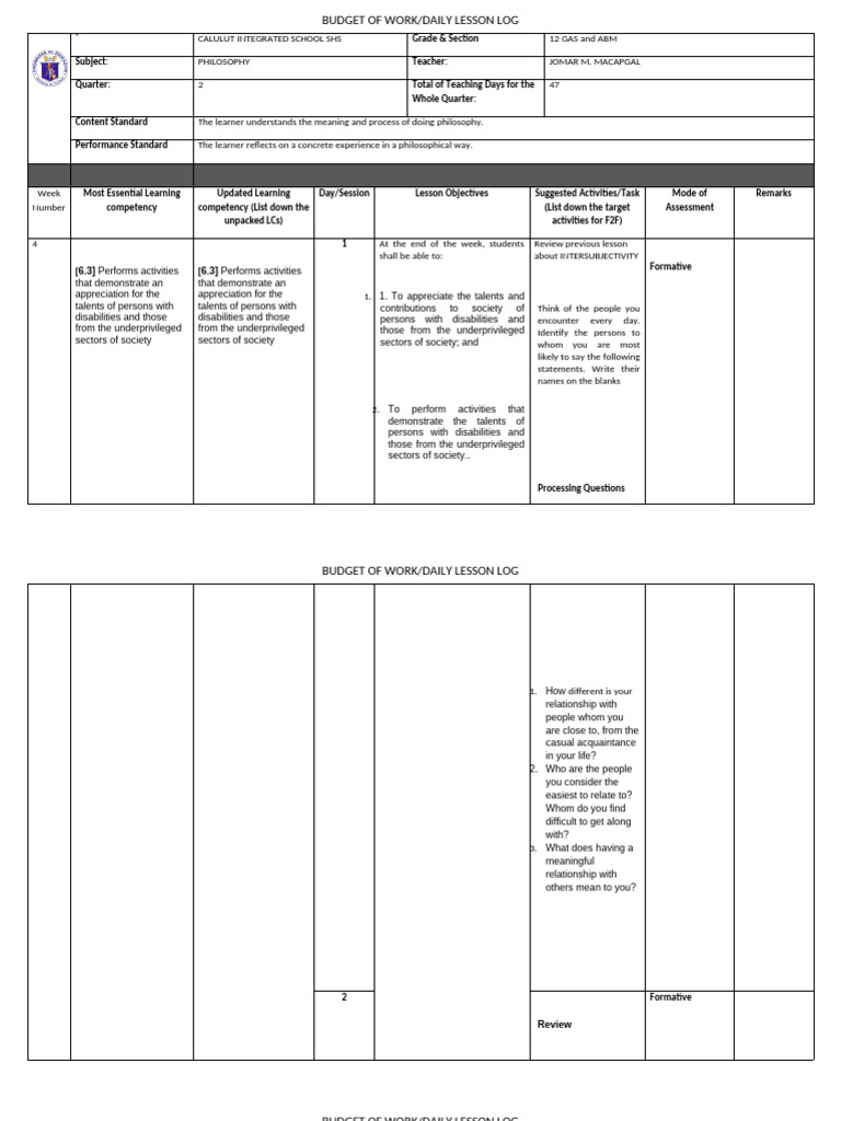 2ndqtr Bow DLL Philo Week 4 | PDF | Behavior Modification | Cognition