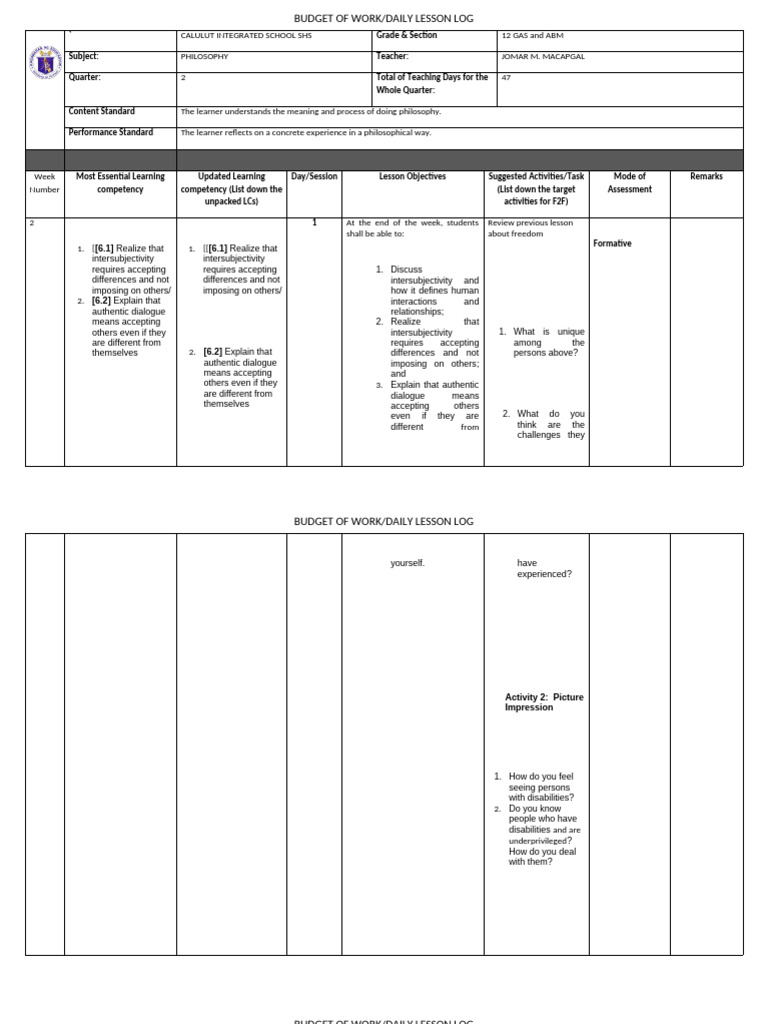 2ndqtr Bow DLL Philo Week 3 | PDF | Learning | Cognitive Science