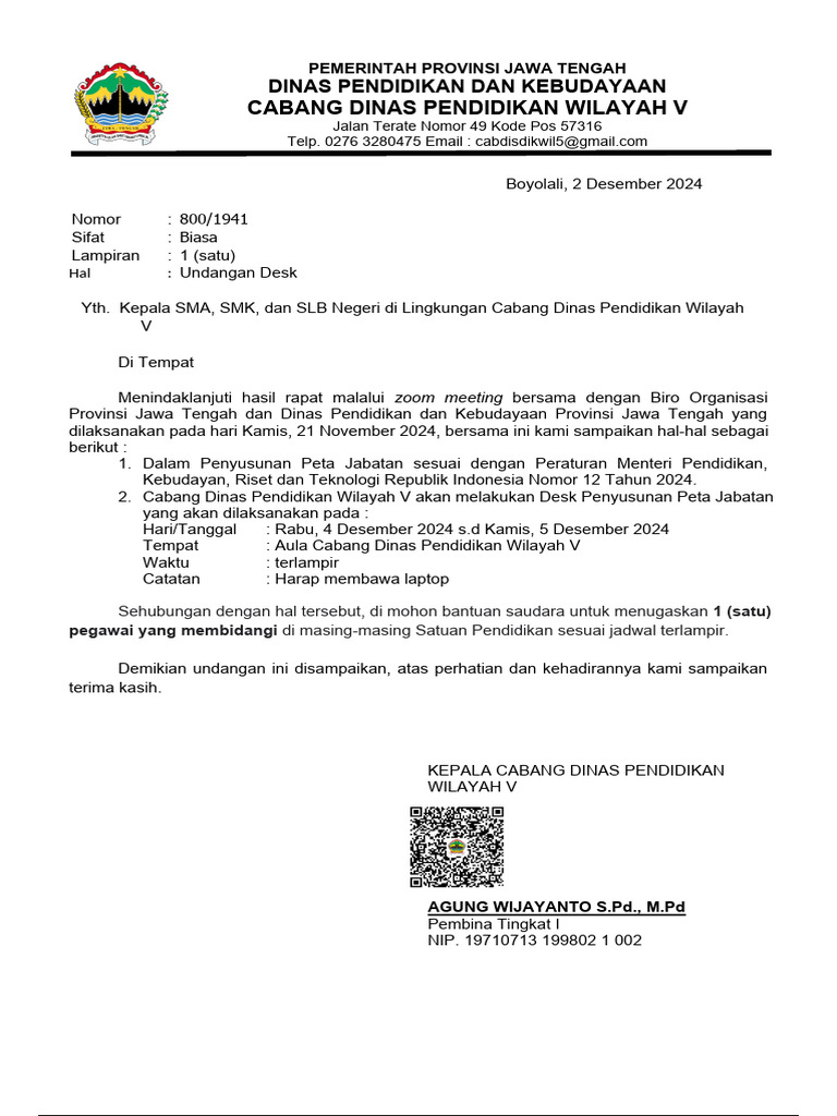 Undangan Desk Peta Jabatan 2024 | PDF