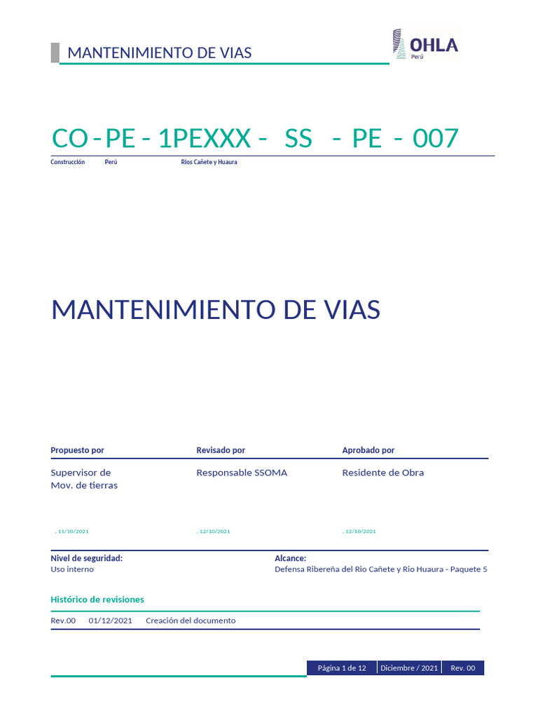 CO-PE-1PEXXX-SS-PE-007 Mantenimiento de Vias | PDF