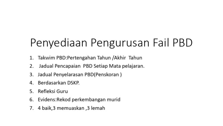 Penyediaan Pengurusan Fail PBD | PDF