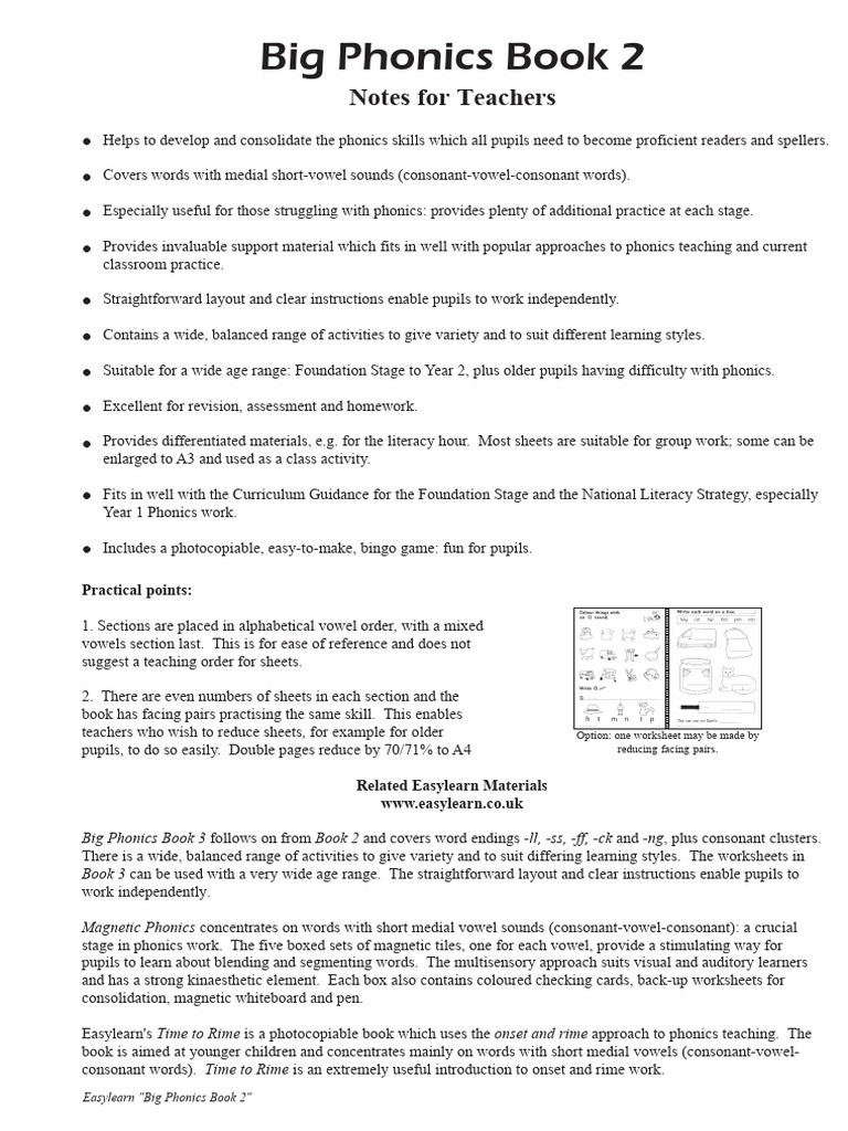 Big Phonics Book 2 Overview | PDF | Phonics | Syllable