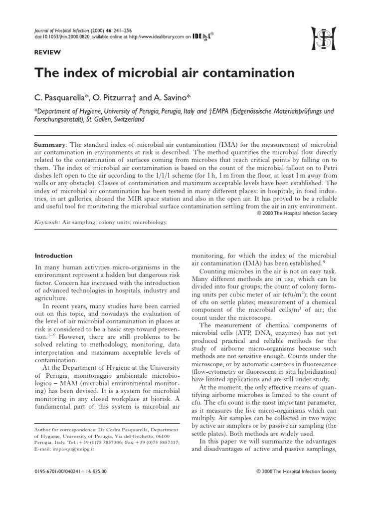 Microbial Air Contamination | PDF | Aerosol | Colony Forming Unit