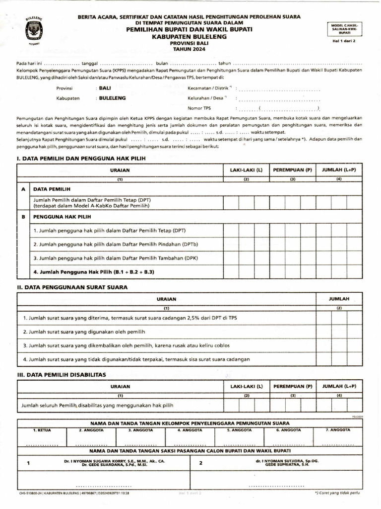 Model C.Hasil Salinan-KWK-BUPATI | PDF