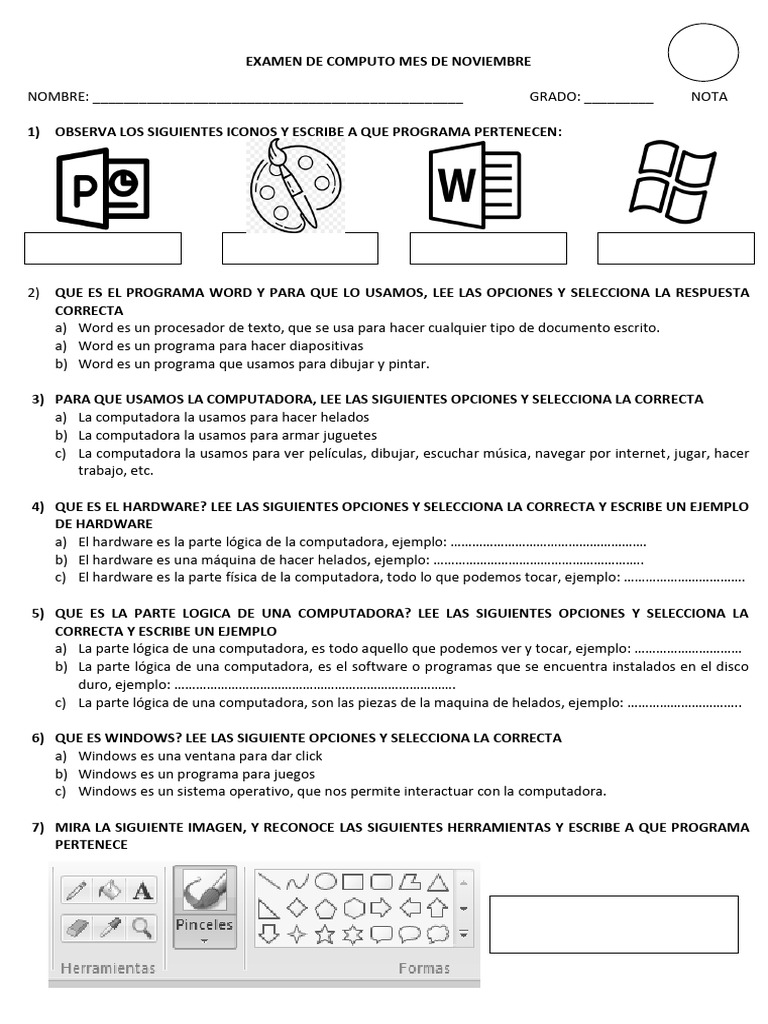Examen de Cómputo para Noviembre | PDF | Programa de computadora | Programación