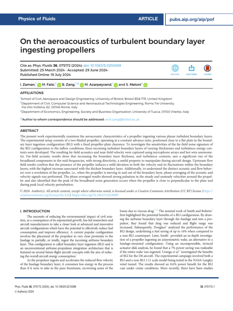 On The Aeroacoustics of Turbulent Boundary Layer I | PDF | Boundary Layer | Turbulence