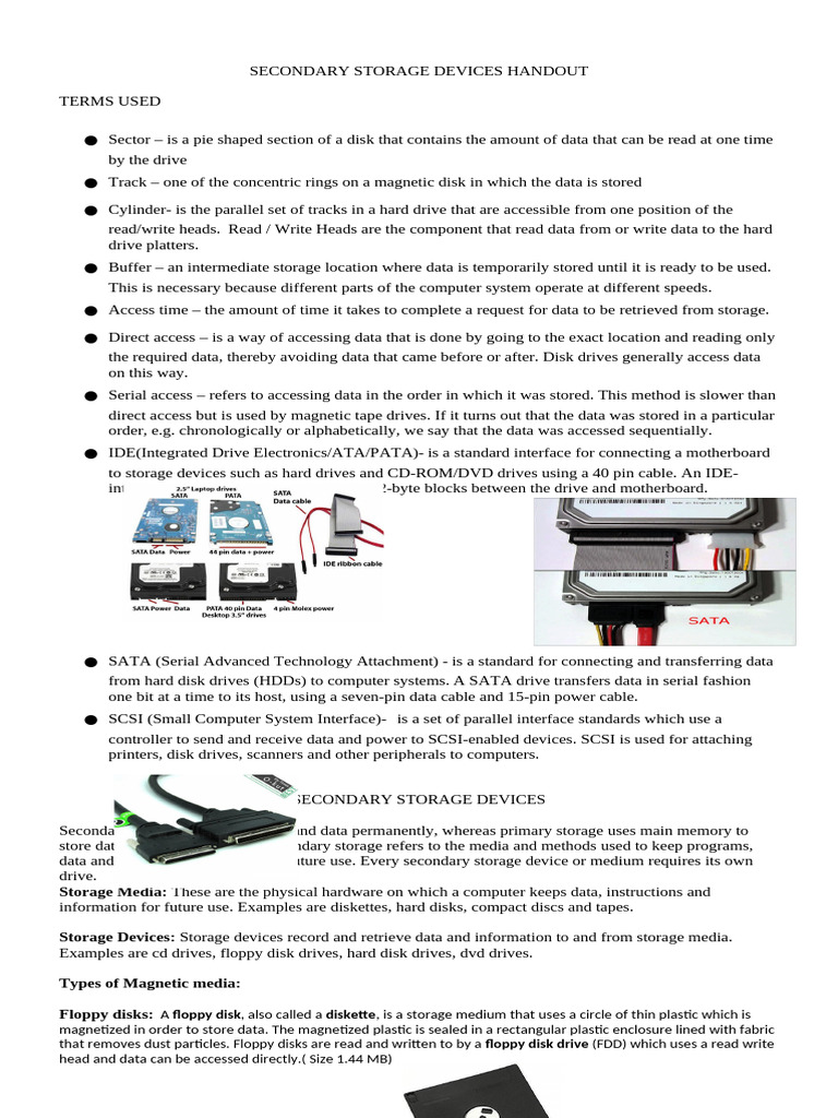 Secondary Storage Handout Updated | PDF | Computer Data Storage | Dvd