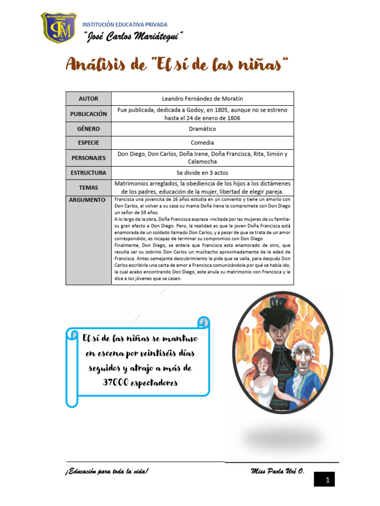 Análisis de "El sí de las niñas" | PDF