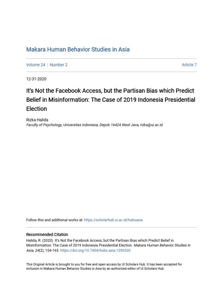 Facebook Access and Partisan Bias in Election | PDF | Elections | Bias