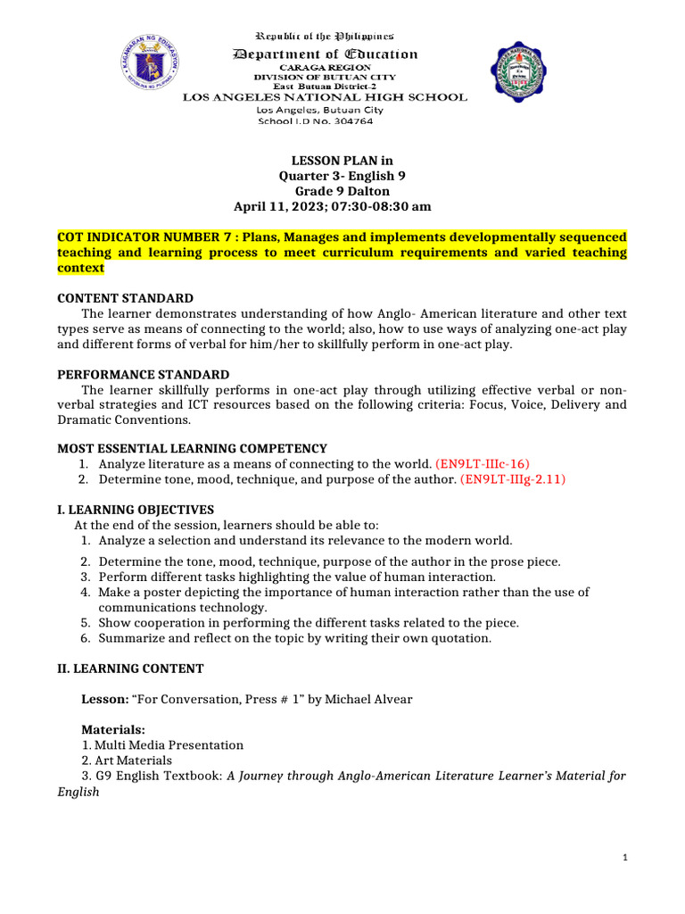 LP Q3 For Conversation Press 1 | PDF | Learning | Educational Technology