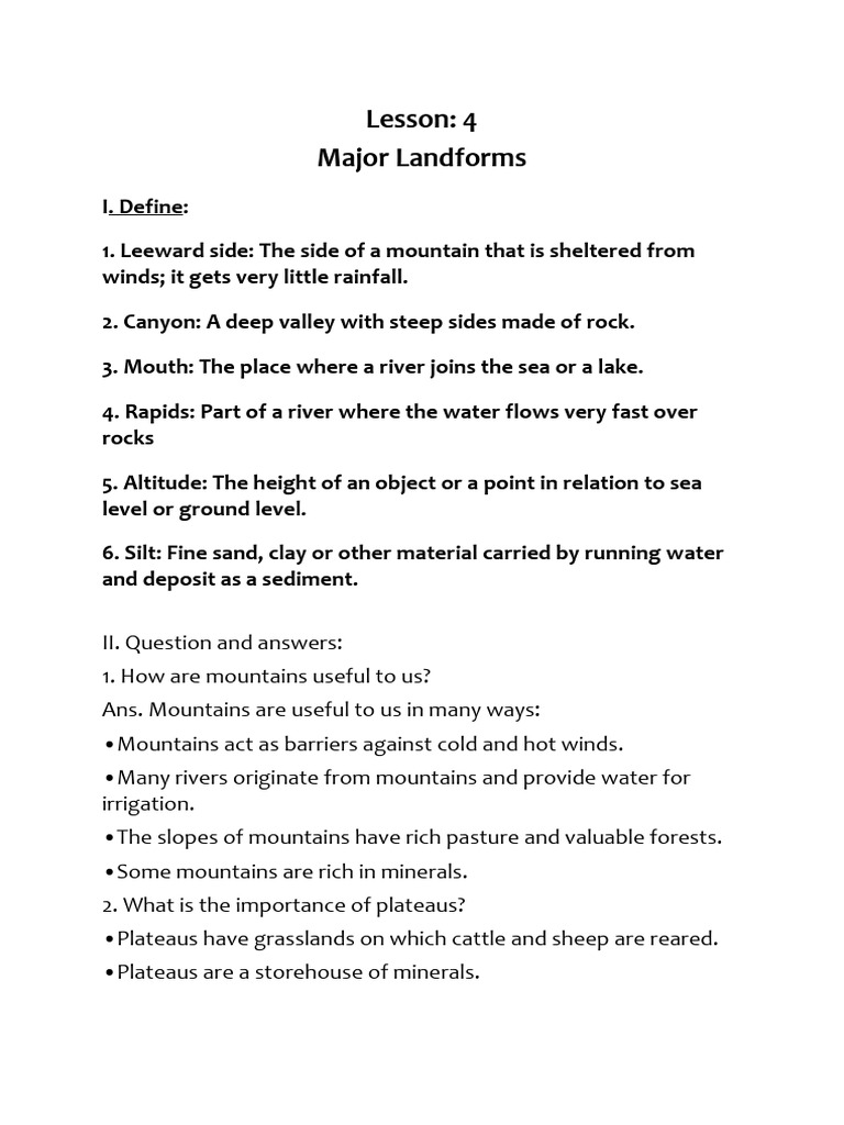 Major Landforms and Their Importance | PDF
