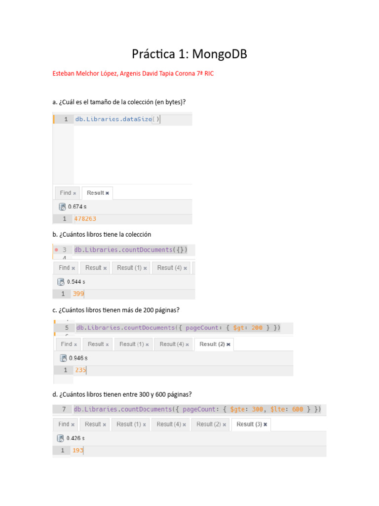 Esteban Melchor López Argenis David Practica 1 MongoDB | PDF