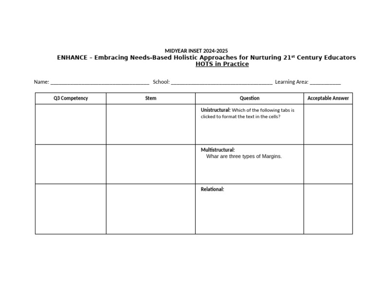 Output Template - Hots in Practice | PDF