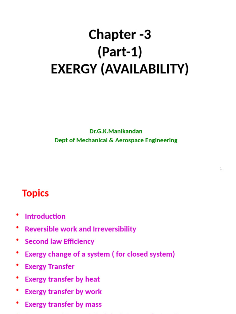 Chapter 3(Part 1) | PDF | Exergy | Heat