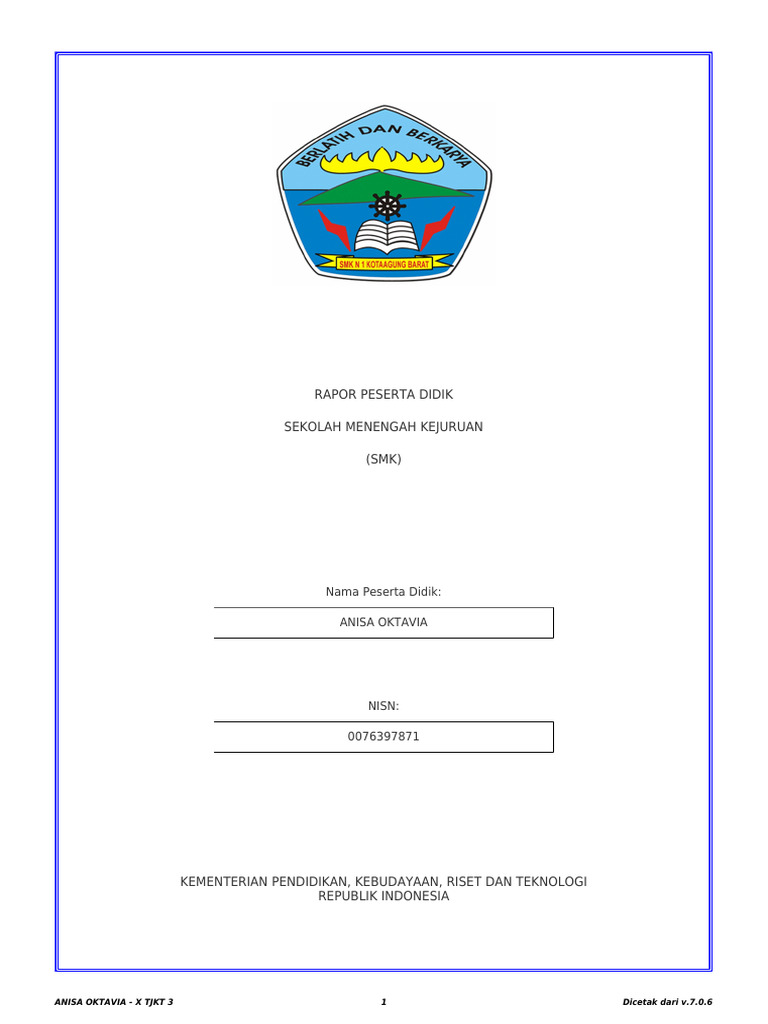 Anisa Oktavia - X TJKT 3-Identitas | PDF