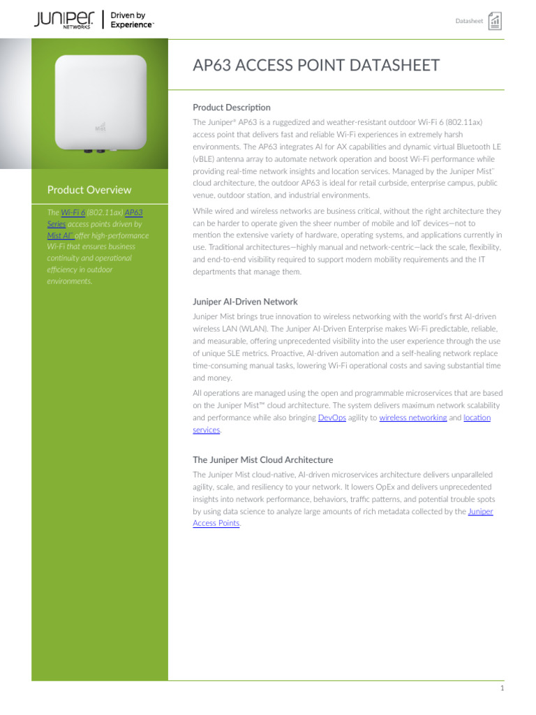 Ap63 Access Point Datasheet | PDF | Ieee 802.11 | Wi Fi
