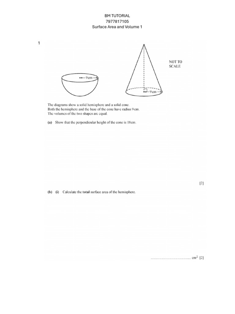 Surface Area and Volume Tutorial | PDF