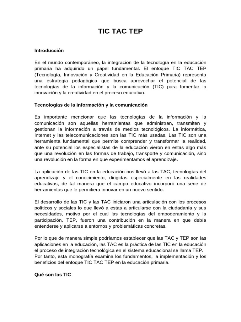 Tic Tac Tep | PDF | Tecnología de información y comunicaciones | Aprendizaje