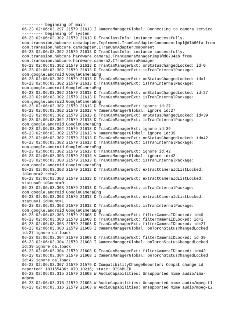 Camera Service Connection Log | PDF | Computer Architecture | Software ...