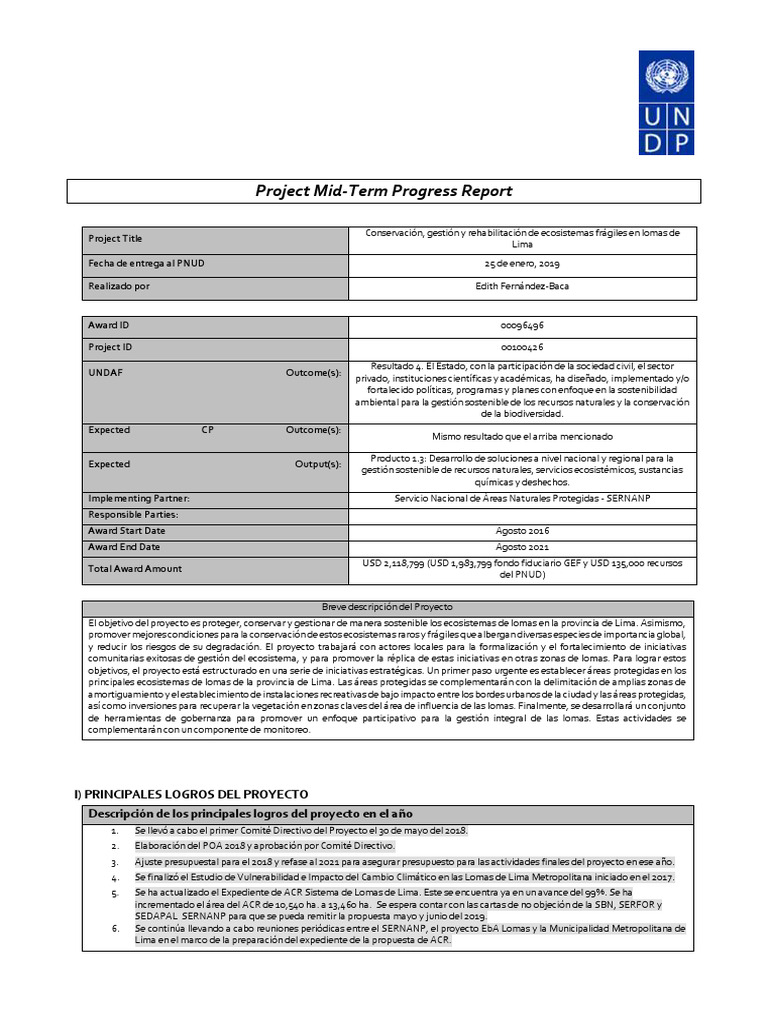Informe Anual EbA Lomas-2018 | PDF | Lima | Agricultura