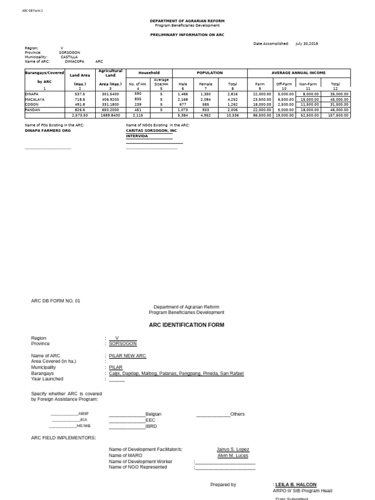 DB Forms 1-5 PILAR NEW ARC | PDF | Agriculture