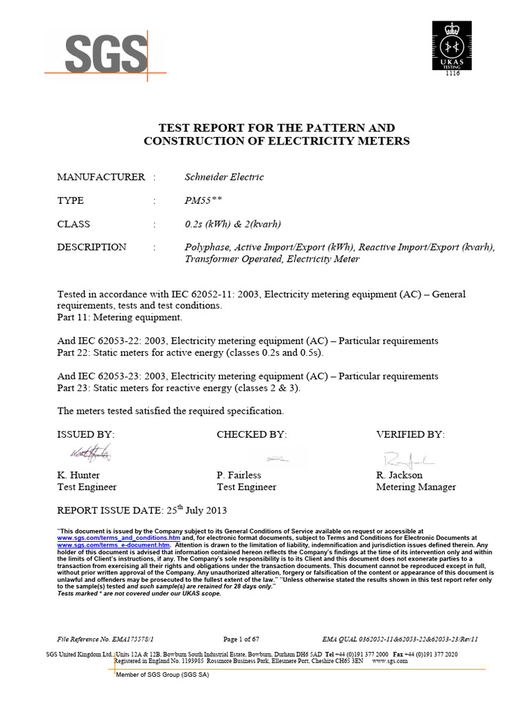 Schneider PM5500 50Hz IEC Report | PDF | Voltage | Electromagnetic ...