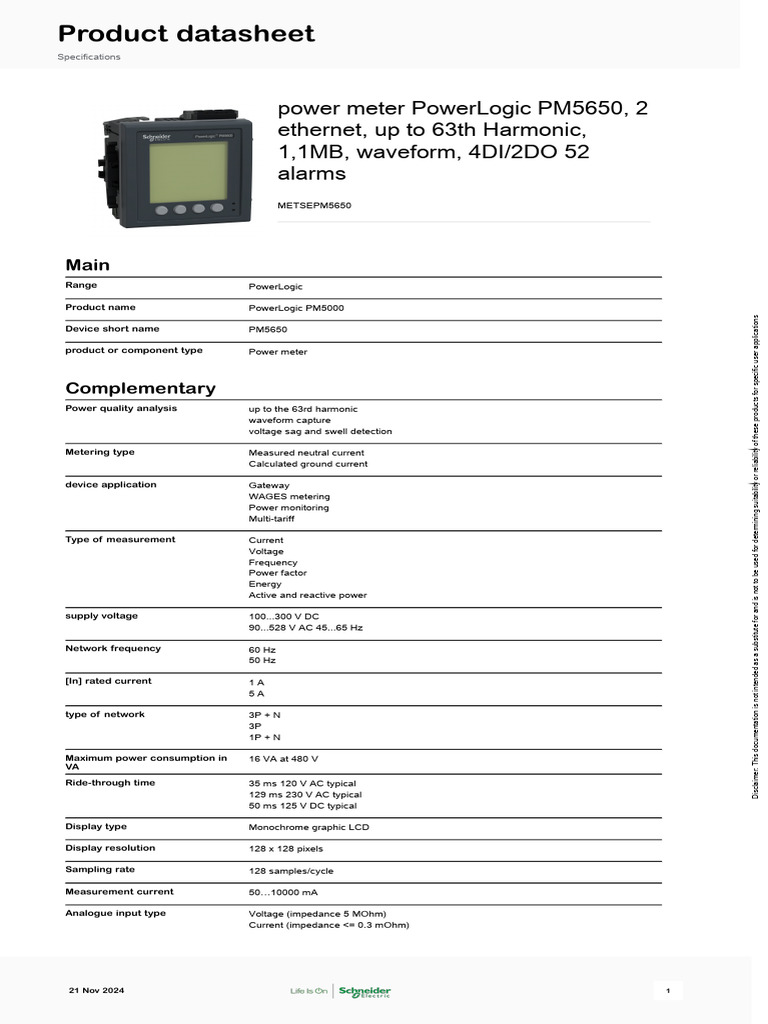 Schneider Electric_PowerLogic-PM5000-series_METSEPM5650 | PDF ...