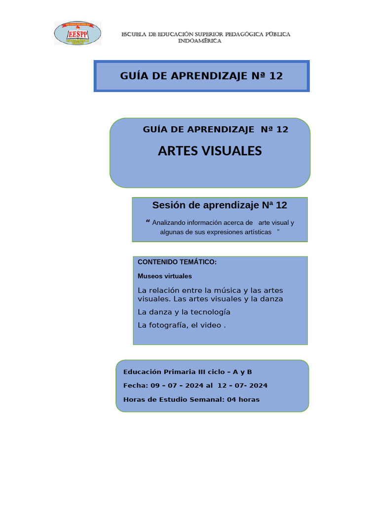 Expresiones del Arte Visual y Danza | PDF | Bailes | Aprendizaje