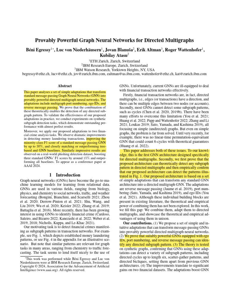 Provably Powerful Graph Neural Networks For Directed Multigraphs | PDF | Graph Theory ...