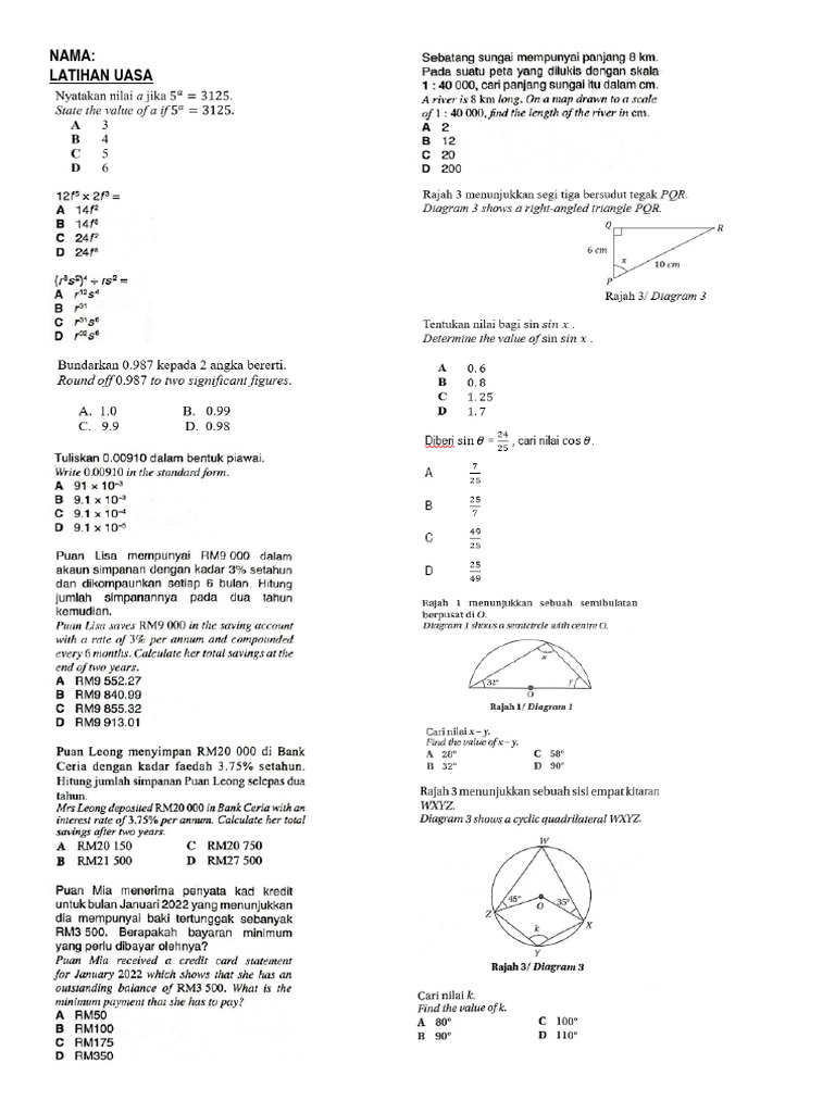 LATIHAN OBJEKTIF MATH | PDF
