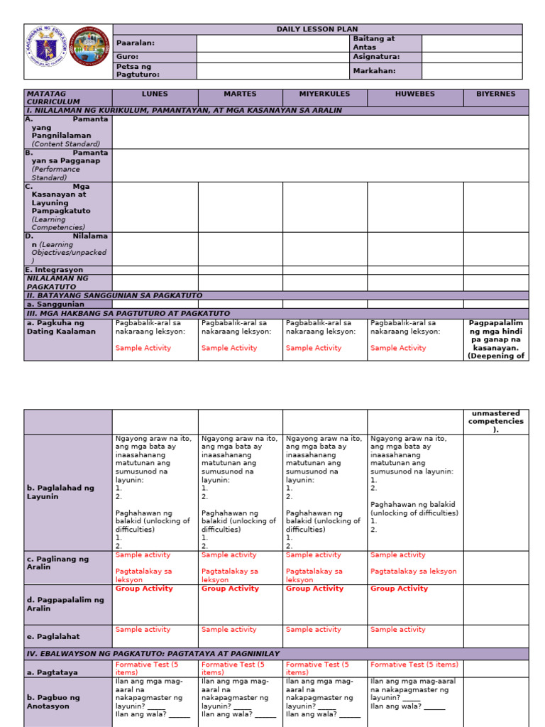 Epp 4 DLL Templatematatag | PDF