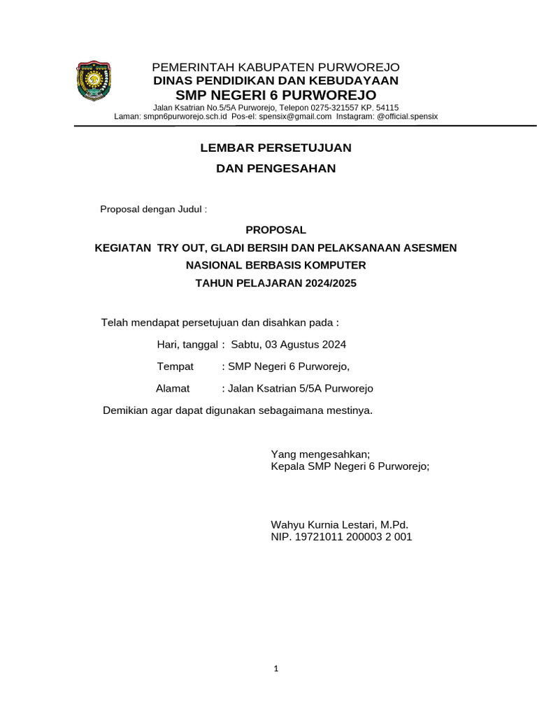 Try Out ANBK SMPN 6 Purworejo 2024 | PDF