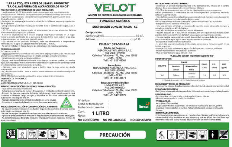 Etiqueta Velot - 1 LT | PDF