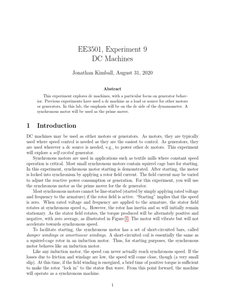 EE3501 09 DC Machines | PDF | Electric Motor | Electric Generator