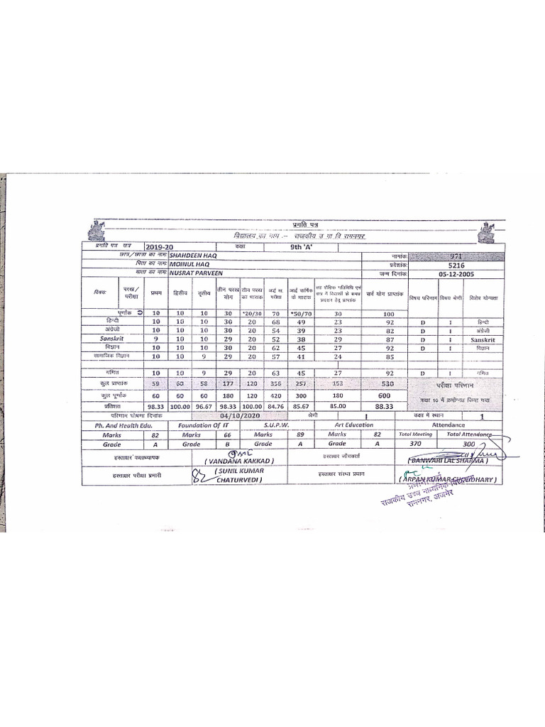 9th marksheet | PDF