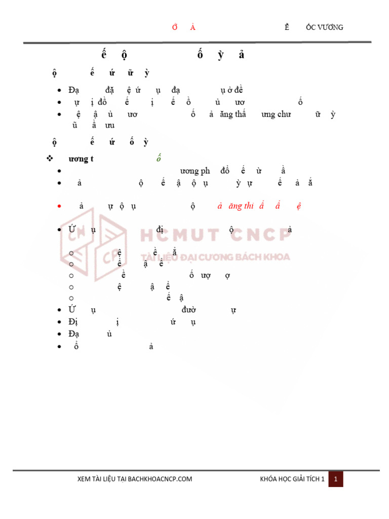 Chi Tiết Nội Dung Thi Cuối Kỳ Giải Tích 1 HK241 | PDF