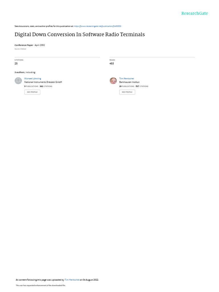 Digital Down Conversion in Software Radio Terminals | PDF | Algorithms ...