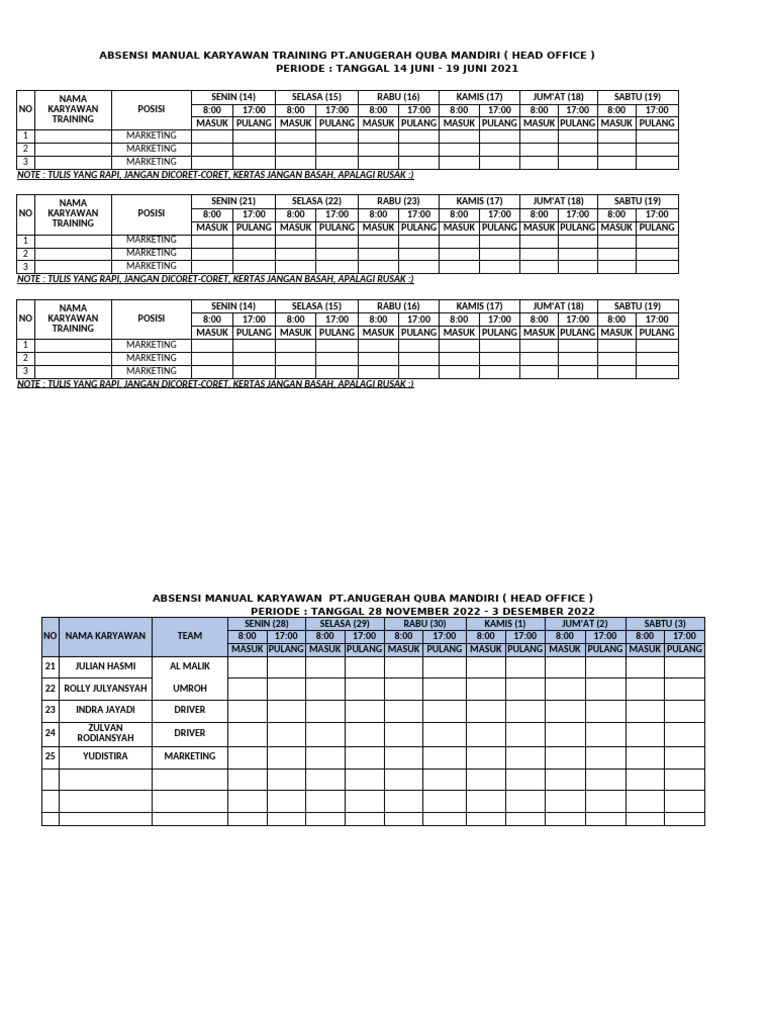 Absen Manual Ok | PDF
