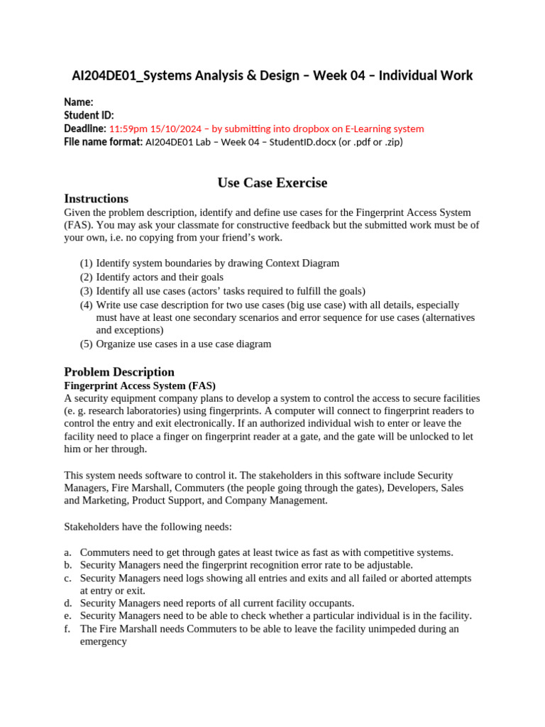 AI204DE01 Lab – Week 04 | PDF | Use Case | Computing