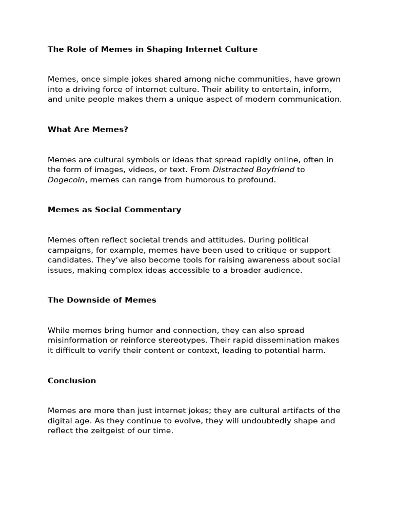 Memes: Shaping Internet Culture Today | PDF