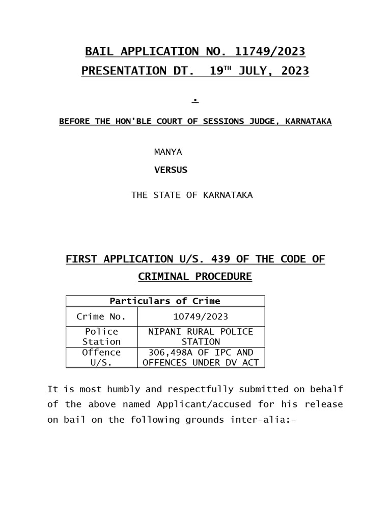 Bail Application Task Debapriya Fina | PDF | Bail | Legal Action