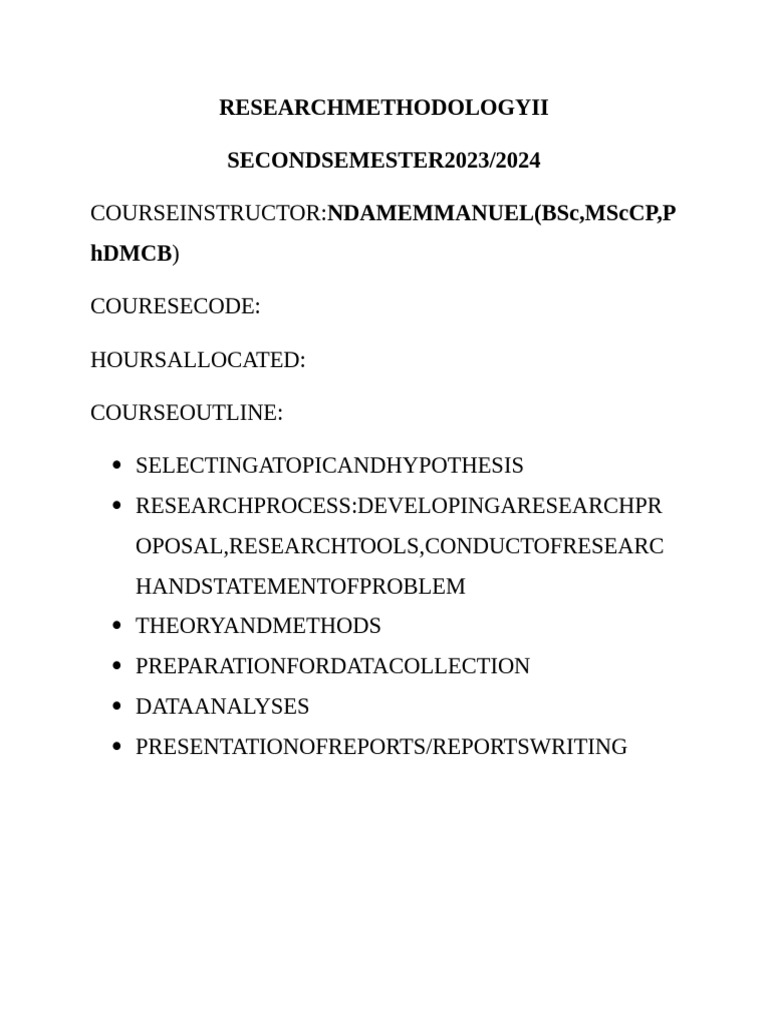 Research Methodology Overview 2023/2024 | PDF | Behavioural Sciences | Science